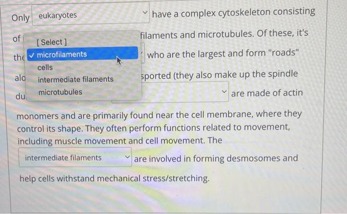 Solved Only have a complex cytoskeleton consisting of | Chegg.com