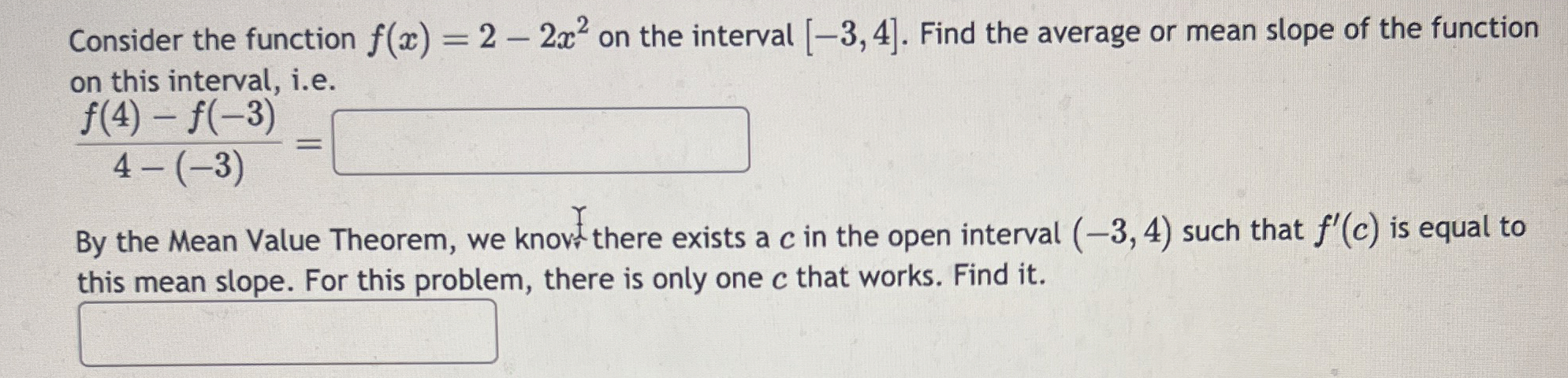 Consider the function f(x)=2-2x2 ﻿on the interval | Chegg.com