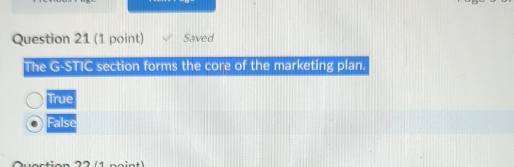 Solved Question 21 (1 ﻿point)SavedThe G-STIC section forms | Chegg.com