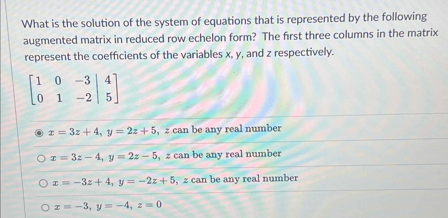 Solved What is the solution of the system of equations that | Chegg.com
