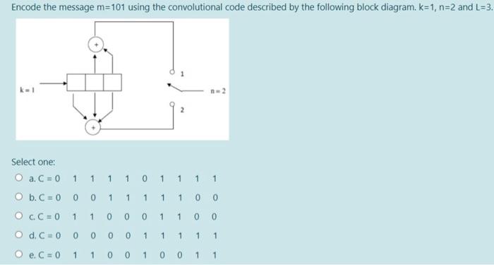 Solved Encode the message m=101 using the convolutional code | Chegg.com Solved Encode the message m=101 using the convolutional code | Chegg.com
