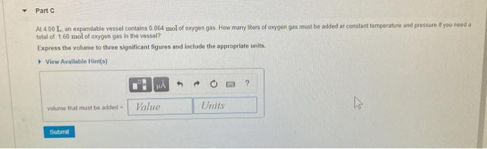 Solved Part At 400L on expandable vessel contains 0.864 mol | Chegg.com