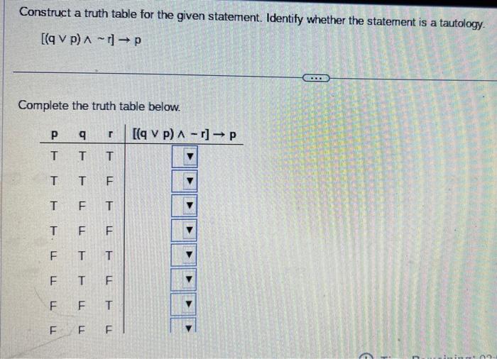 Solved Construct a truth table for the given statement. | Chegg.com