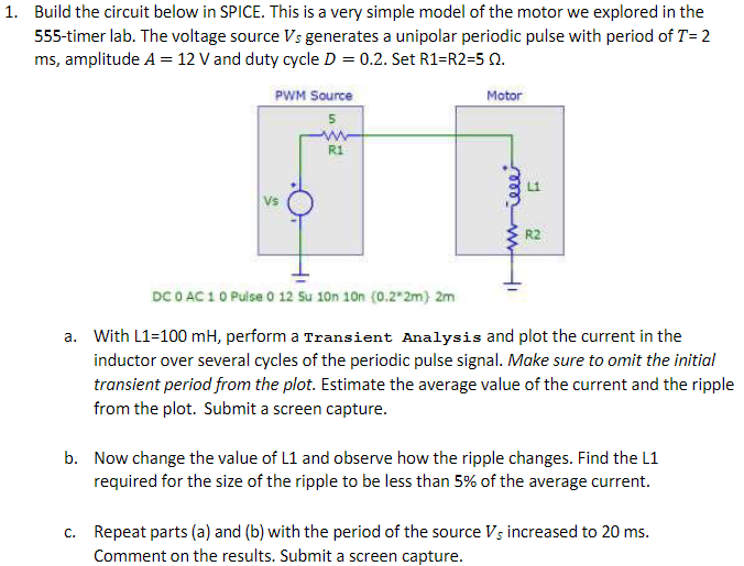Solved 1. ﻿Build the circuit below in SPICE. This is a very | Chegg.com