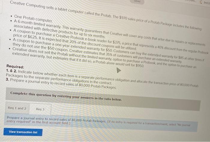 Solved Creative Computing sells a tablet computer called the | Chegg.com