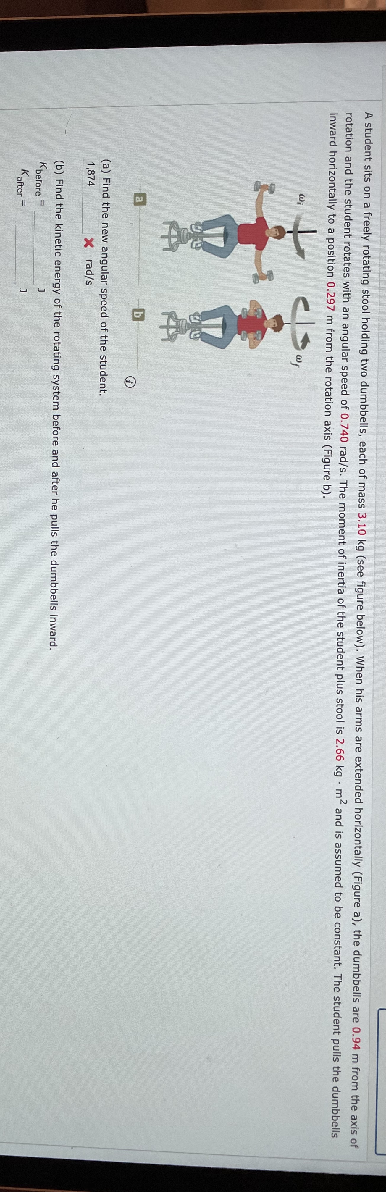 Solved inward horizontally to a position 0.297m ﻿from the | Chegg.com