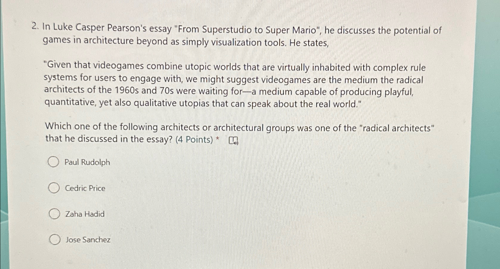 Solved In Luke Casper Pearson's essay "From Superstudio to | Chegg.com