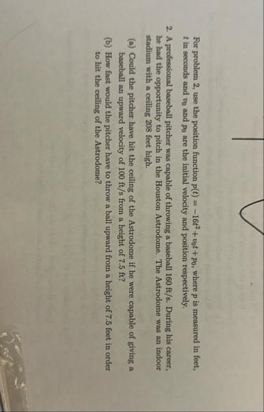 Solved For problem 2, ﻿use the position function | Chegg.com