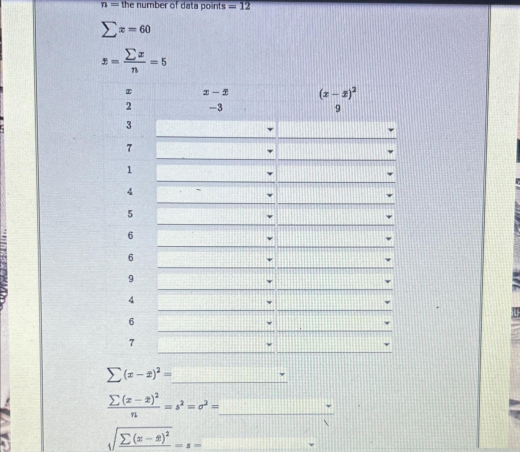 Solved n= ﻿the number of data points | Chegg.com