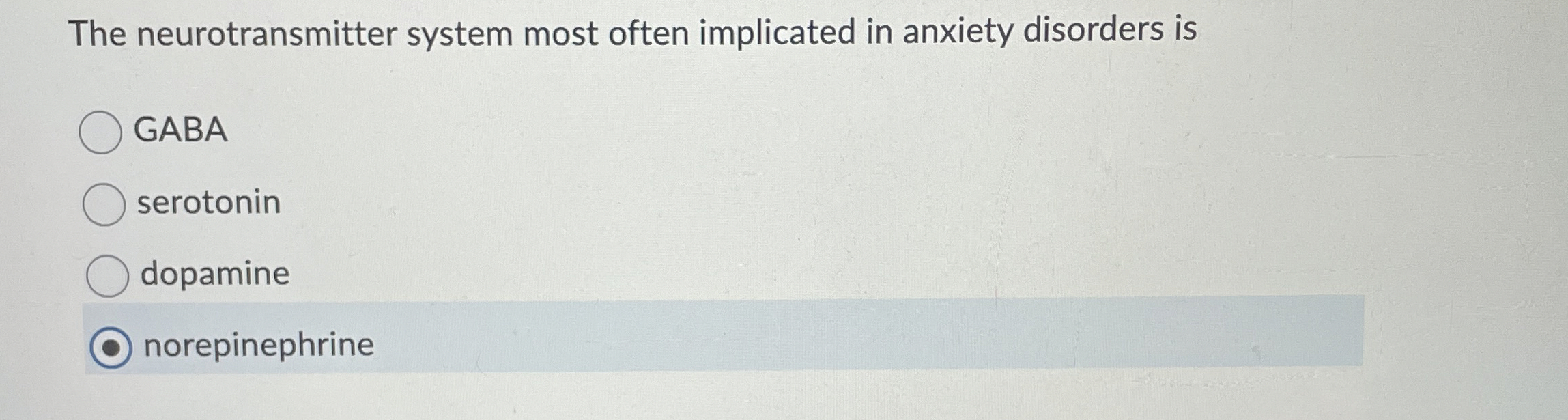 Solved The neurotransmitter system most often implicated in | Chegg.com