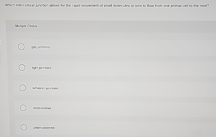 Solved Which intercellular junction allows for the rapid | Chegg.com