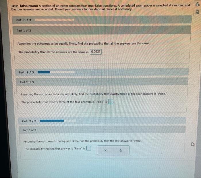 Solved allo True False exam: A section of an exam contains | Chegg.com