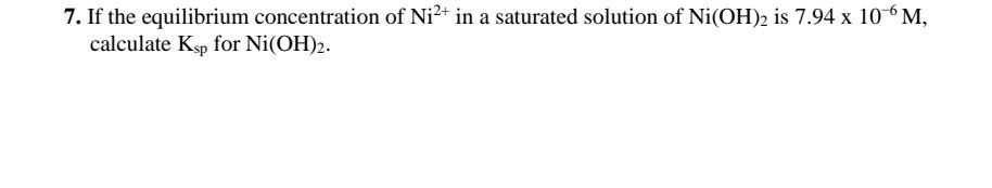 Solved 7. If the equilibrium concentration of Ni2+ in a | Chegg.com