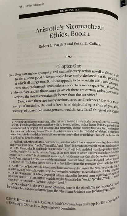 please help me explain what is Aristotle means the | Chegg.com