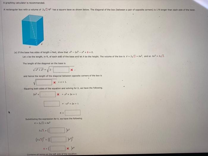 Solved A graphing calculator is recommended. A rectangular | Chegg.com