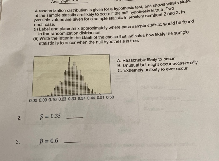 Solved Ans: Wight A randomization distribution is given for | Chegg.com