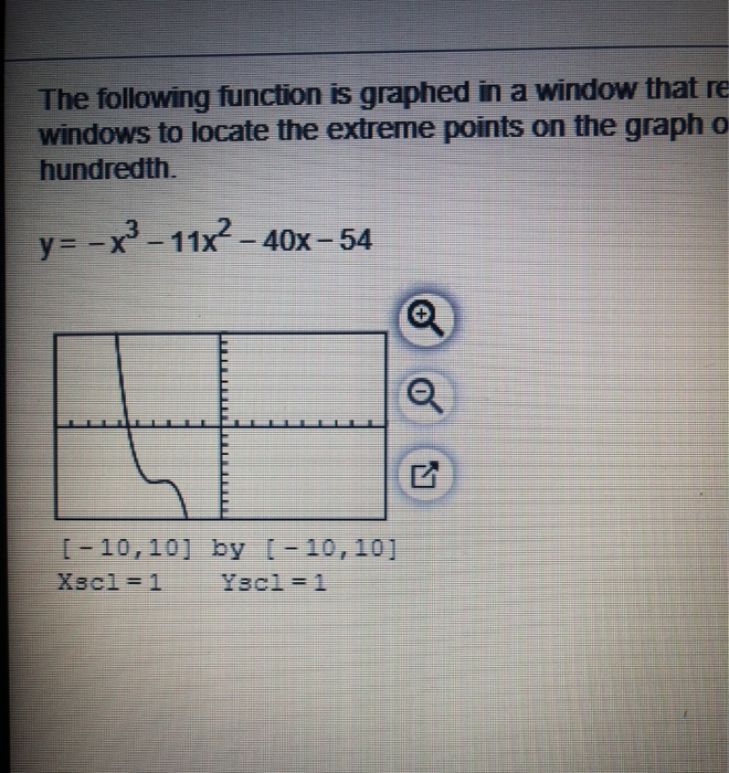 Solved The following function is graphed in a window that re | Chegg.com
