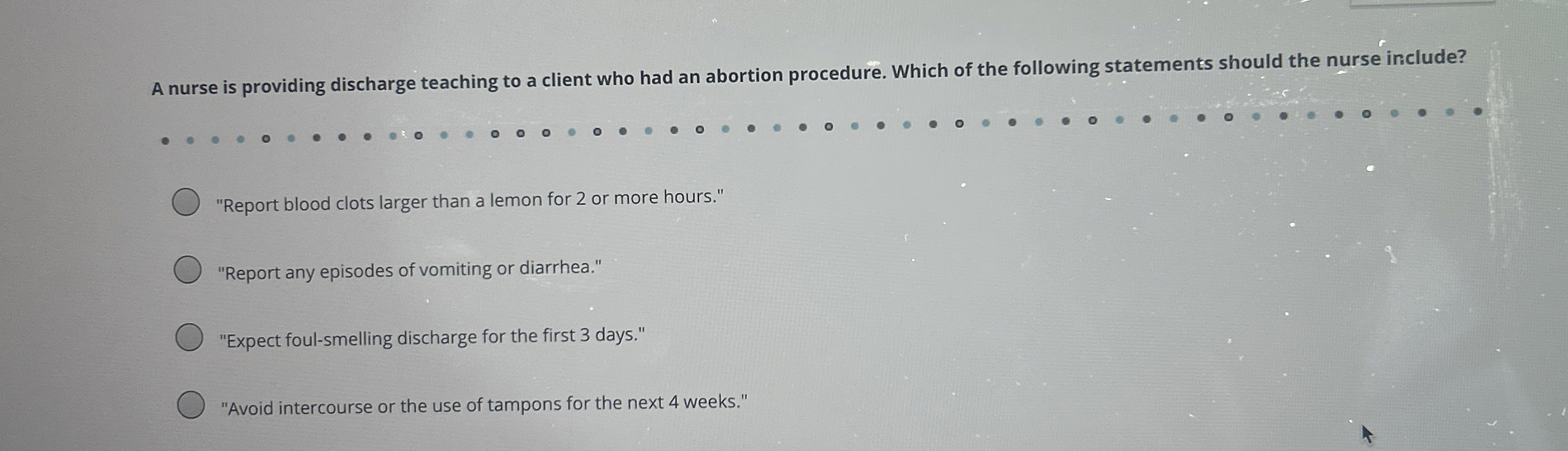 Solved A nurse is providing discharge teaching to a client | Chegg.com