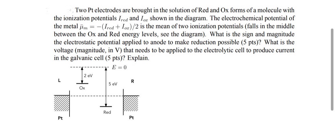 Solved Two Pt ﻿electrodes are brought in ﻿the solution of | Chegg.com