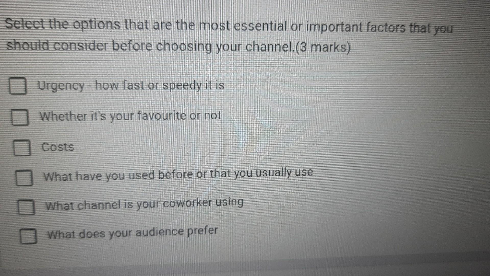 Select The Options That Are The Most Essential Or Chegg