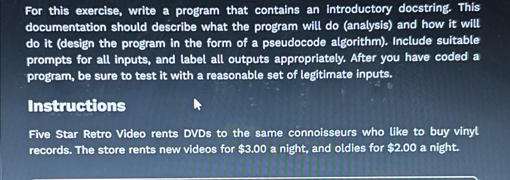 Solved For this exercise, write a program that contains an | Chegg.com