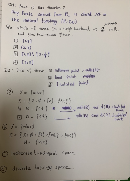 Solved p number Q1: Prove of the theorem ? Any finite subset | Chegg.com