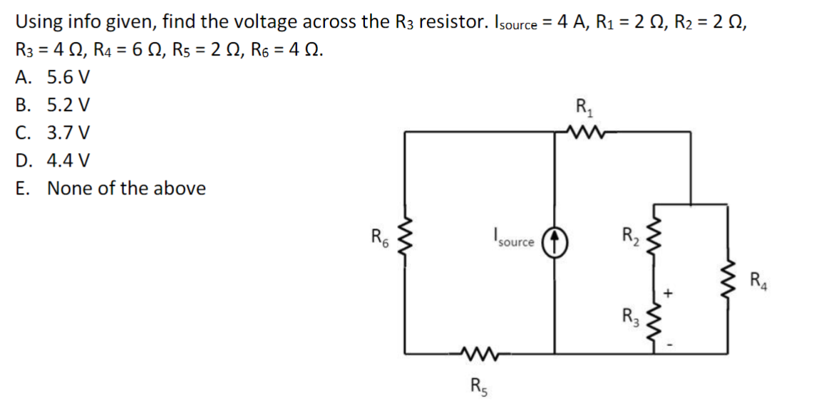 Solved Using info given, find the voltage across the R3 | Chegg.com