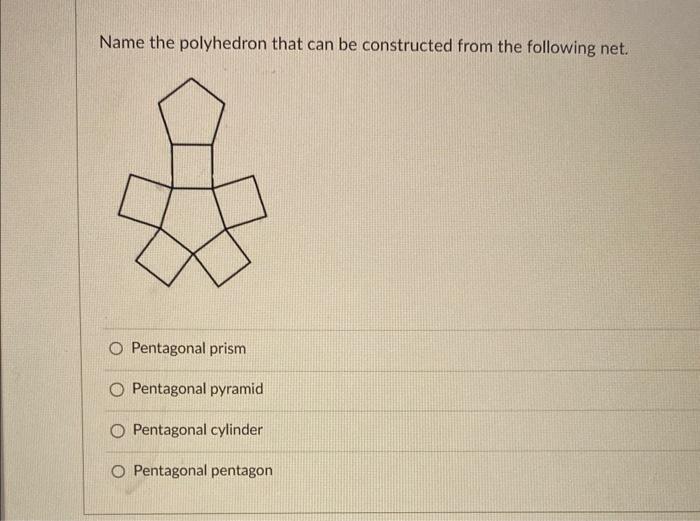 Solved Name the polyhedron that can be constructed from the | Chegg.com