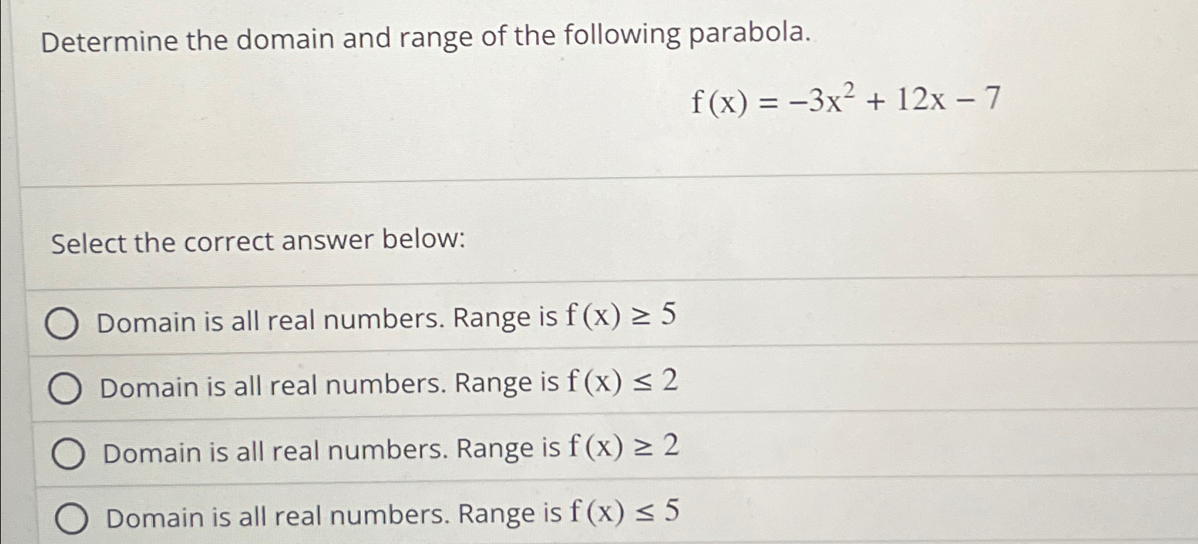 Solved Determine the domain and range of the following | Chegg.com