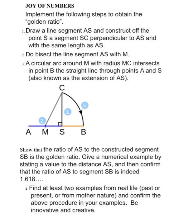 Solved JOY OF NUMBERS Implement the following steps to | Chegg.com