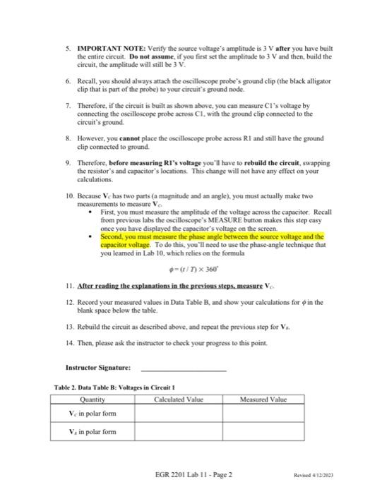 Solved Name EGR 2201 Lab 11 Series AC Circuits OBJECTIVES | Chegg.com