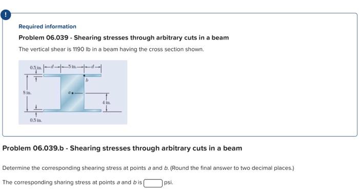 Solved Required information Problem 06.039 - Shearing | Chegg.com