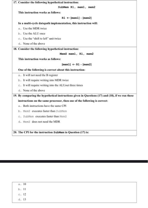 17. Consider the following hypothetical instruction: | Chegg.com