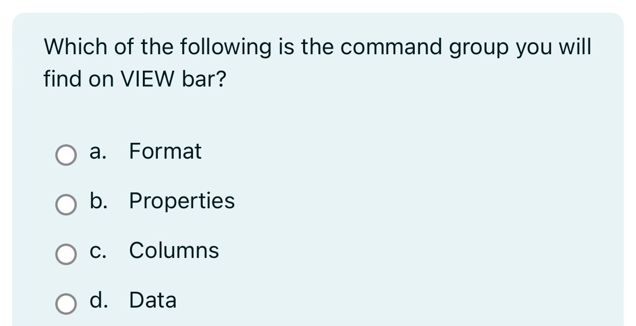 Solved Which of the following is the command group you will | Chegg.com
