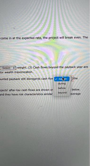 Solved Payback = Number of full recovery The a project's | Chegg.com