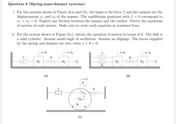 Solved Question 6 (Spring-mass-damper systems). i. For the | Chegg.com