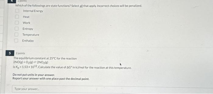 Solved Which of the followings are state functions? Select | Chegg.com
