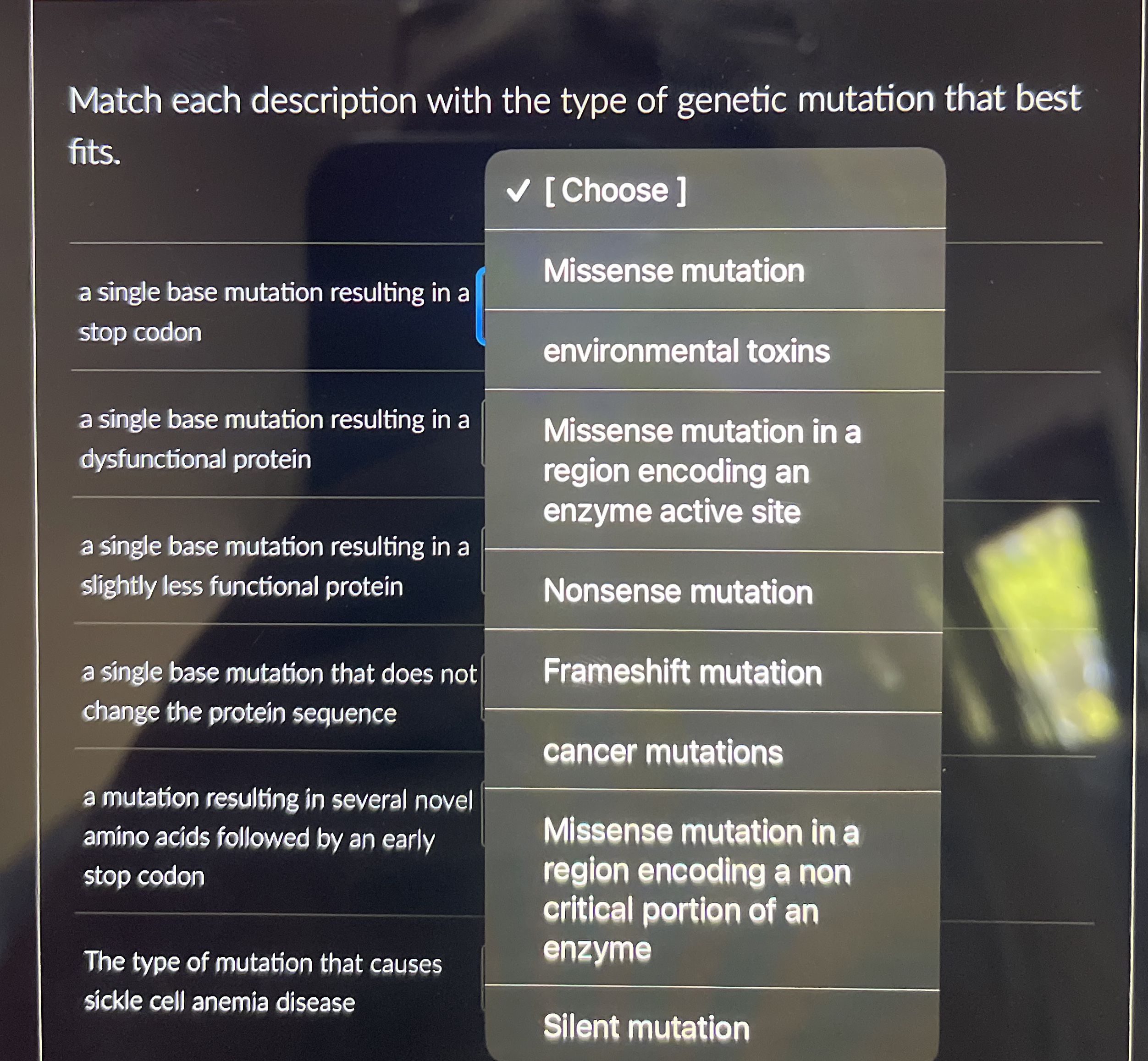 Solved Match Each Description With The Type Of Genetic