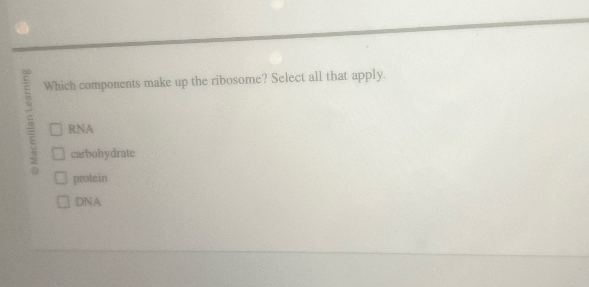 Solved EE ﻿Which components make up the ribosome? Select all | Chegg.com