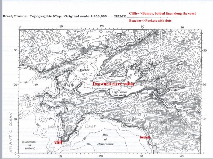 Brest, France. Topographic Map. Original scale | Chegg.com