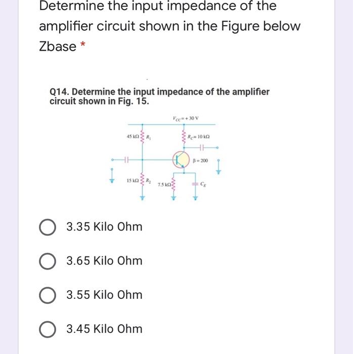 Solved Determine the input impedance of the amplifier | Chegg.com