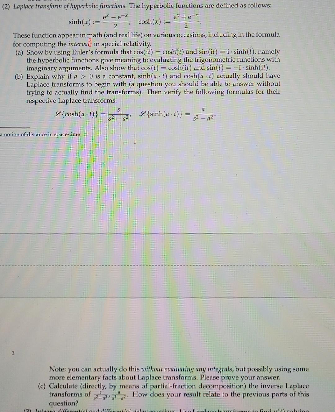 Solved , ( (2) Laplace transform of hyperbolic functions. | Chegg.com