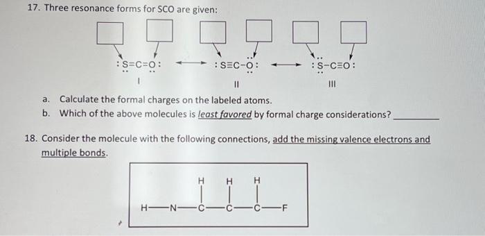 Solved 17. Three resonance forms for SCO are given: a. | Chegg.com