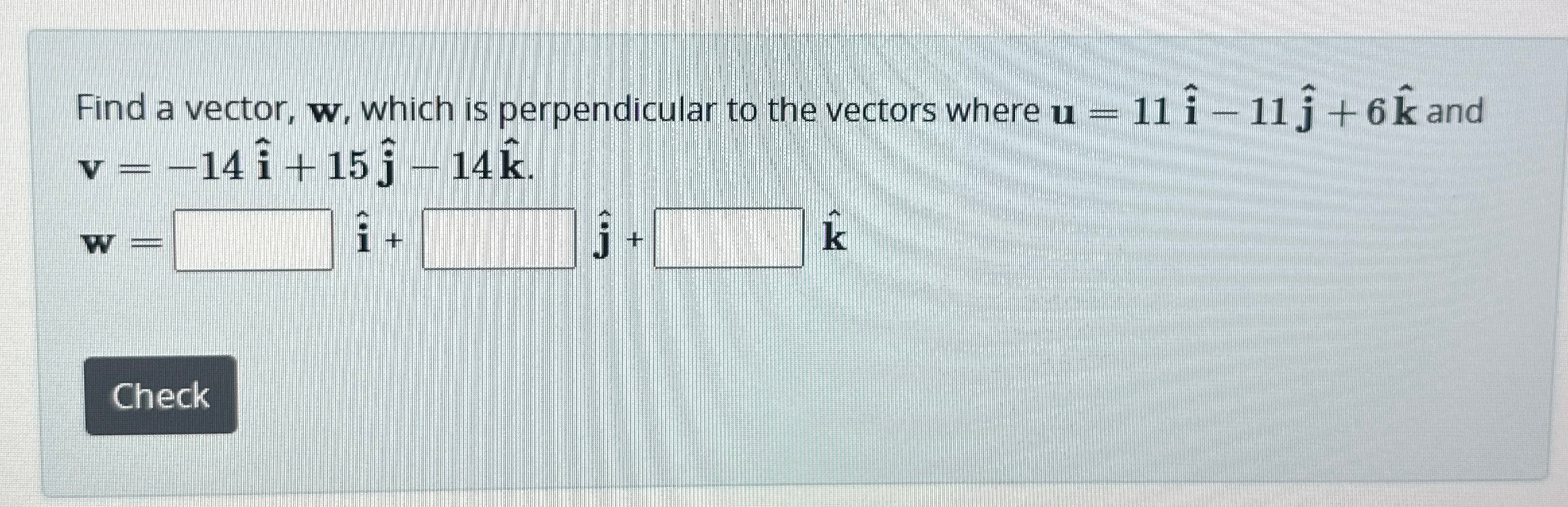 Solved Find a vector, w, ﻿which is perpendicular to the | Chegg.com