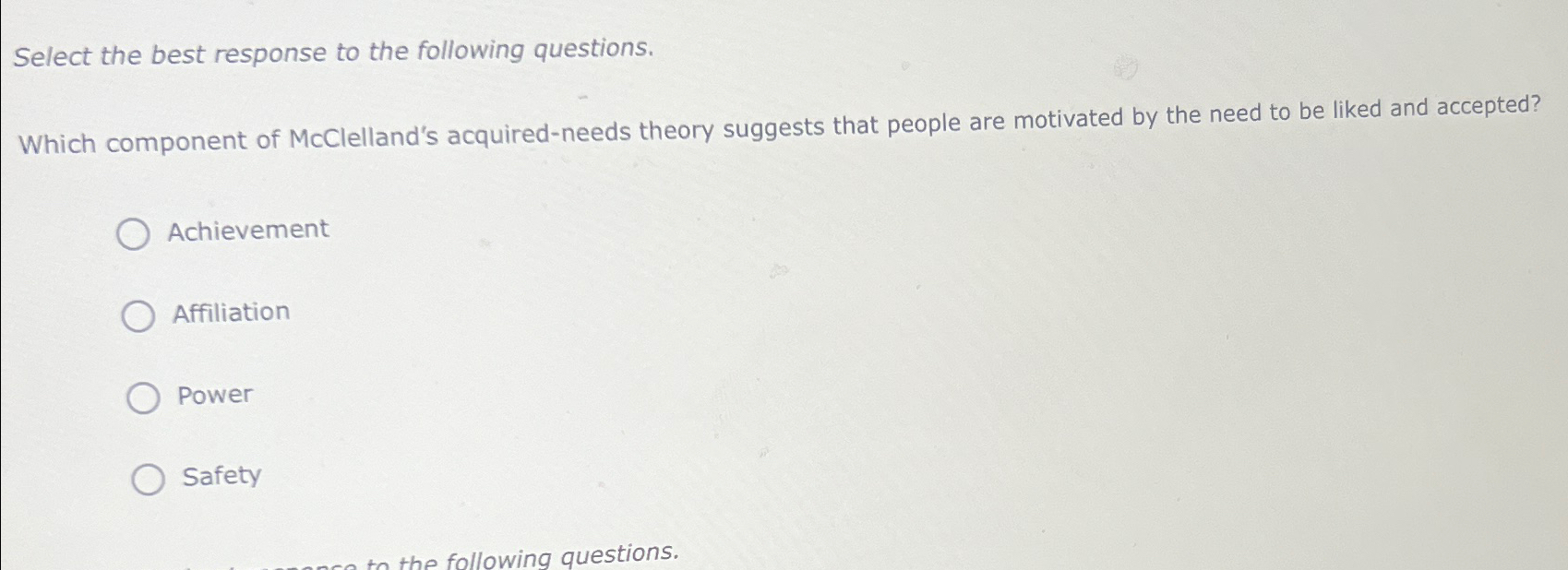 Solved Select the best response to the following | Chegg.com