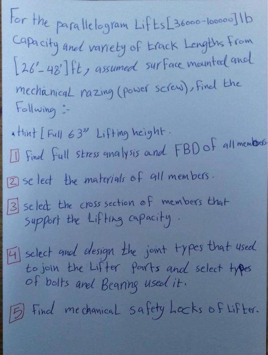 from For the parallelogram Lifts [26000-1000] 1b | Chegg.com