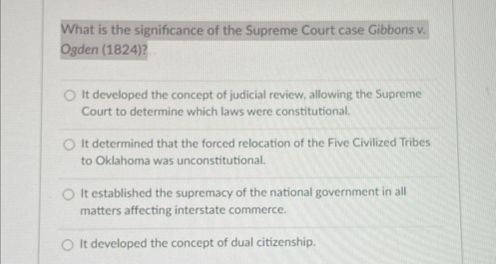 Solved What is the significance of the Supreme Court case | Chegg.com