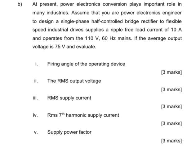 Solved b) At present, power electronics conversion plays | Chegg.com