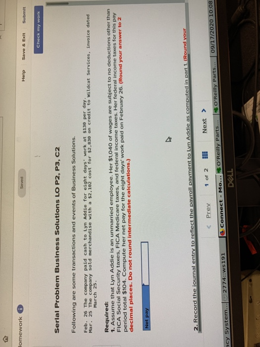 Solved © Homework Saved Help Save & Exit Submit Check my | Chegg.com