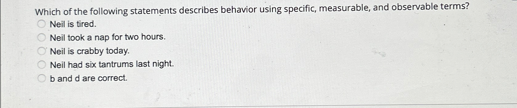 Solved Which of the following statements describes behavior | Chegg.com